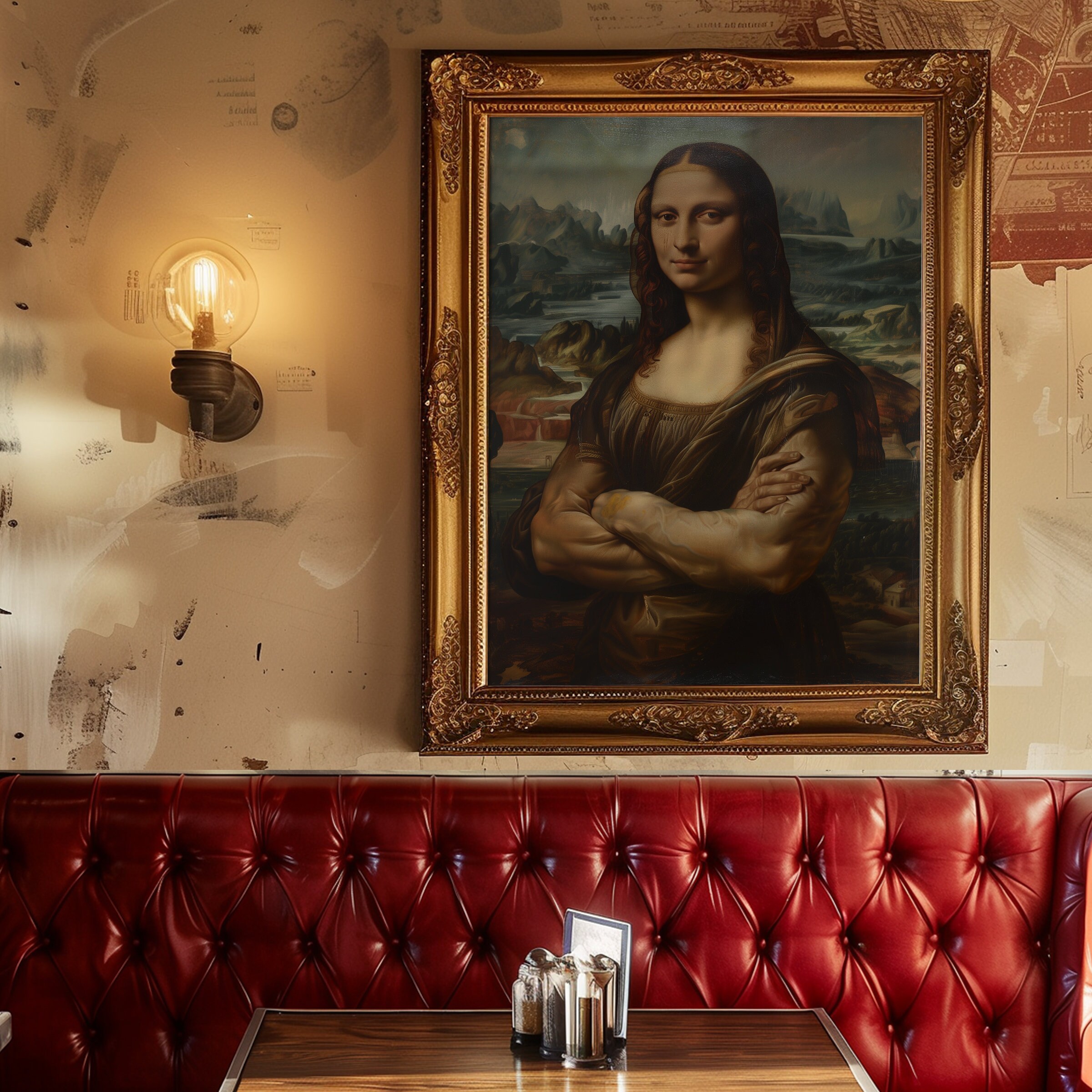 Muscular Mona Lisa, Bodybuilding Mona Lisa, Retro Gym Poster, Gym Funny ...