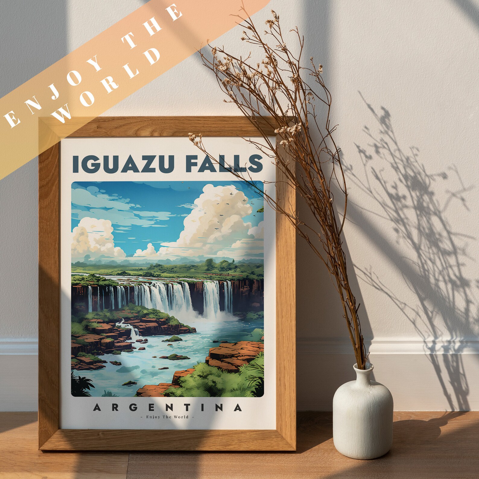 Iguazu Falls Print, Iguazu Falls Travel Poster, Argentina Wall Art ...