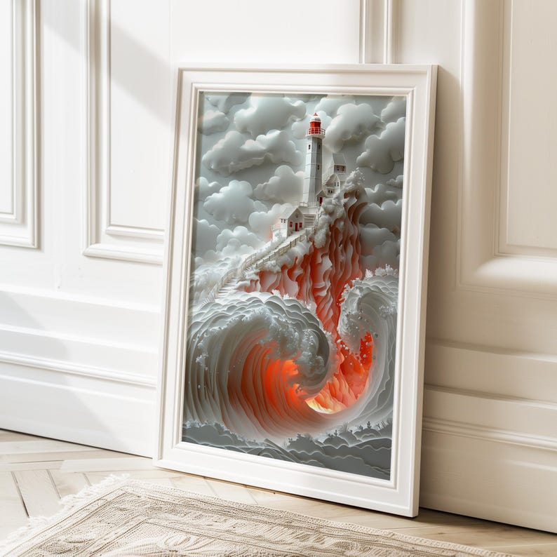 Paper Quilling Lighthouse Digital Wall Art, Paper Quilling Nautical ...