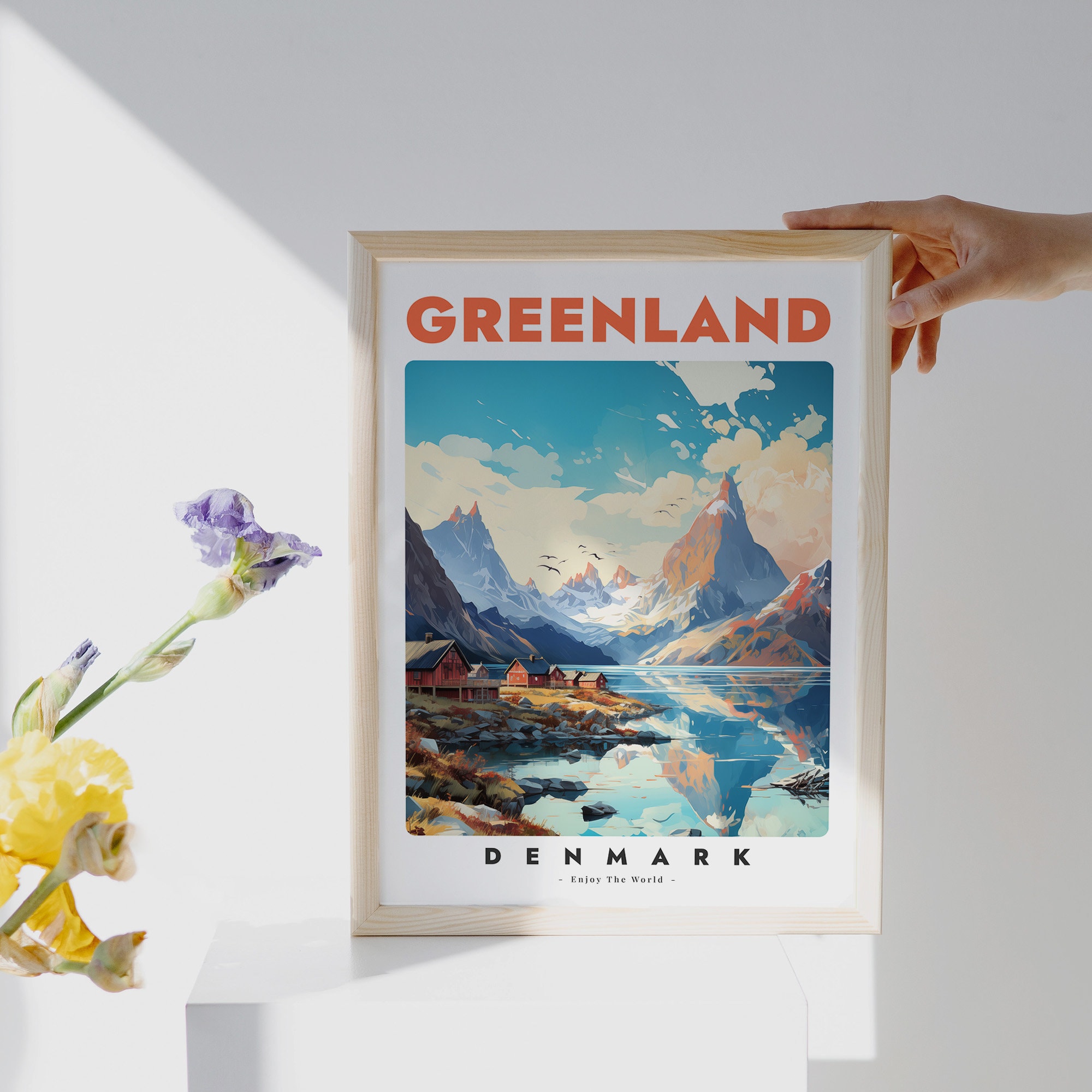 Greenland & Denmark Map Art Print: Scandinavian Home Decor (digital ...