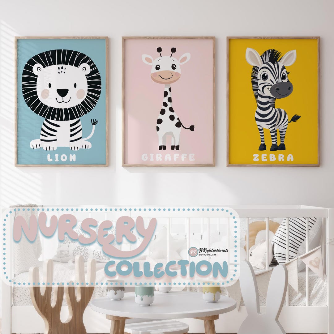 Safari Nursery Wall Art , Set of 3 Animal Prints, Jungle Baby Wall ...