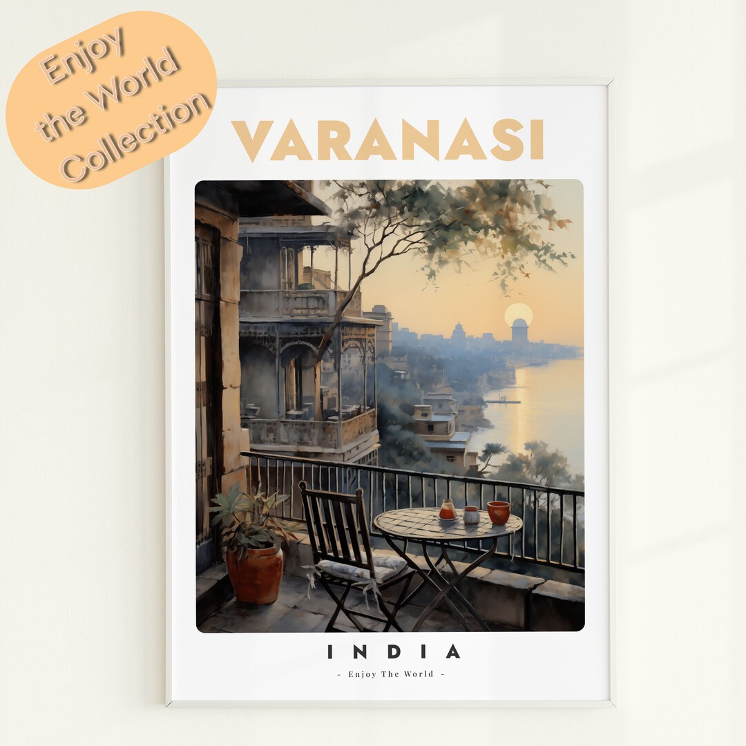 Varanasi Poster, Varanasi Print, India Travel Painting, Asia Poster ...