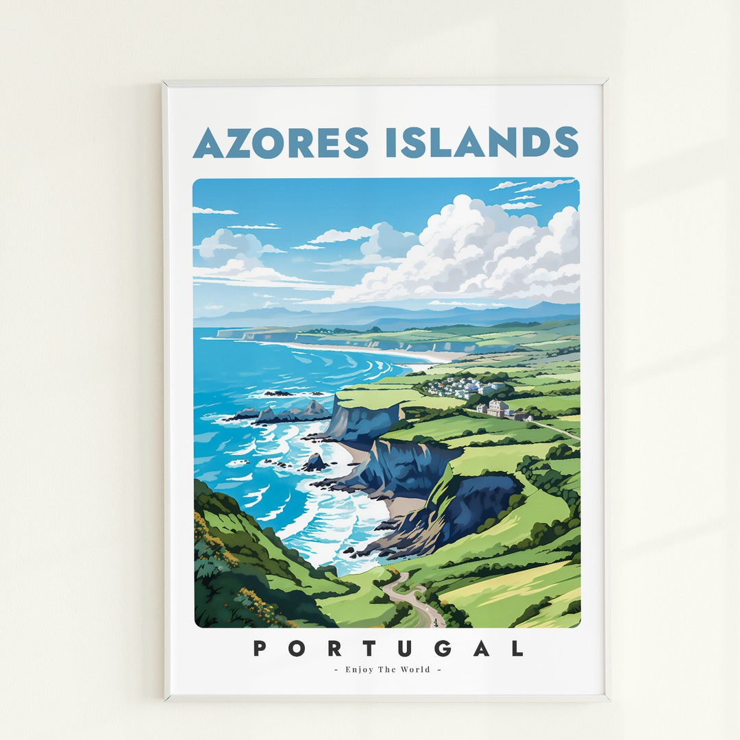 Azores Islands Print, Azores Islands Poster, Portugal Cityscape Decor ...