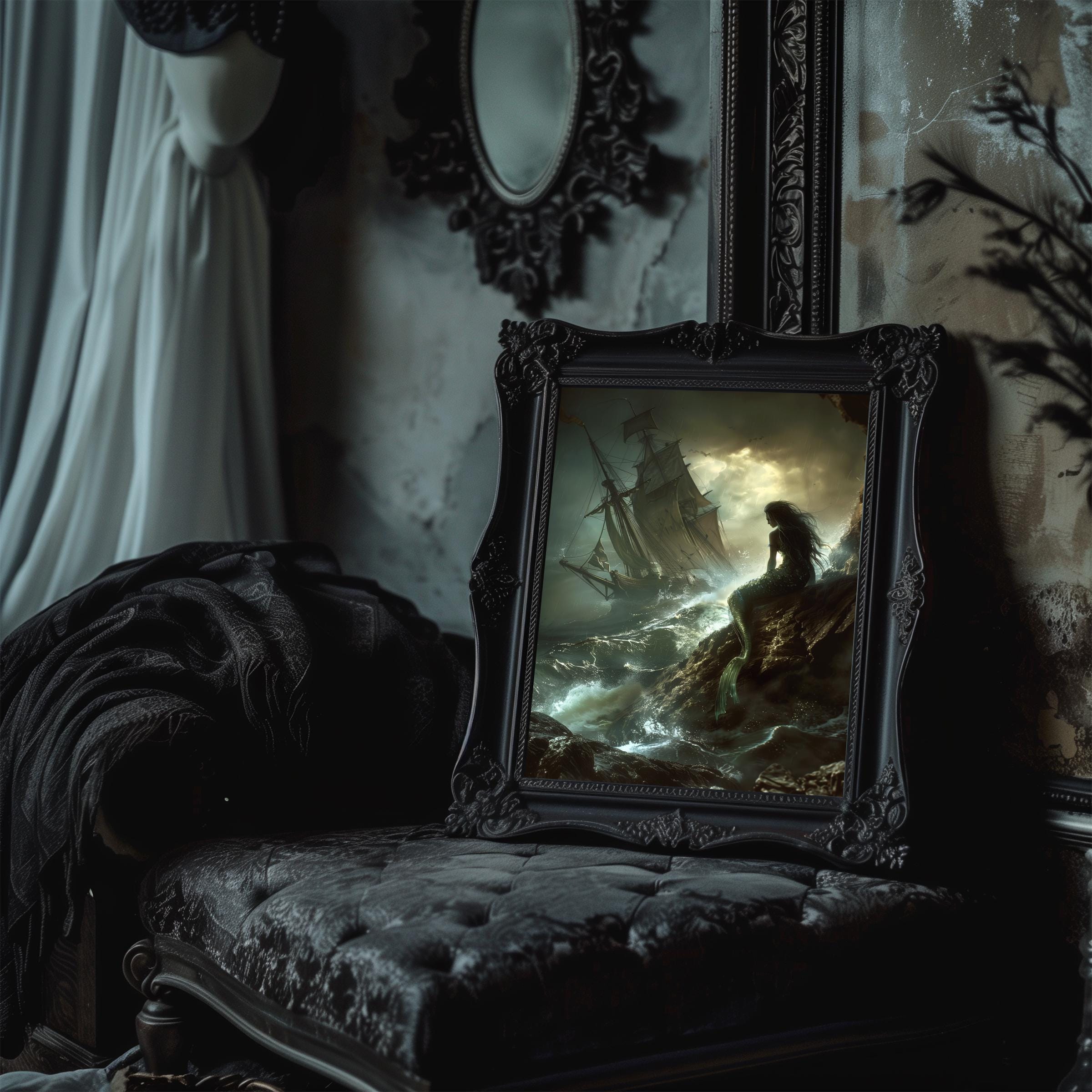 Mystical Mermaid Poster, Impressive Mermaid Wall Art, Gothic Mermaid ...