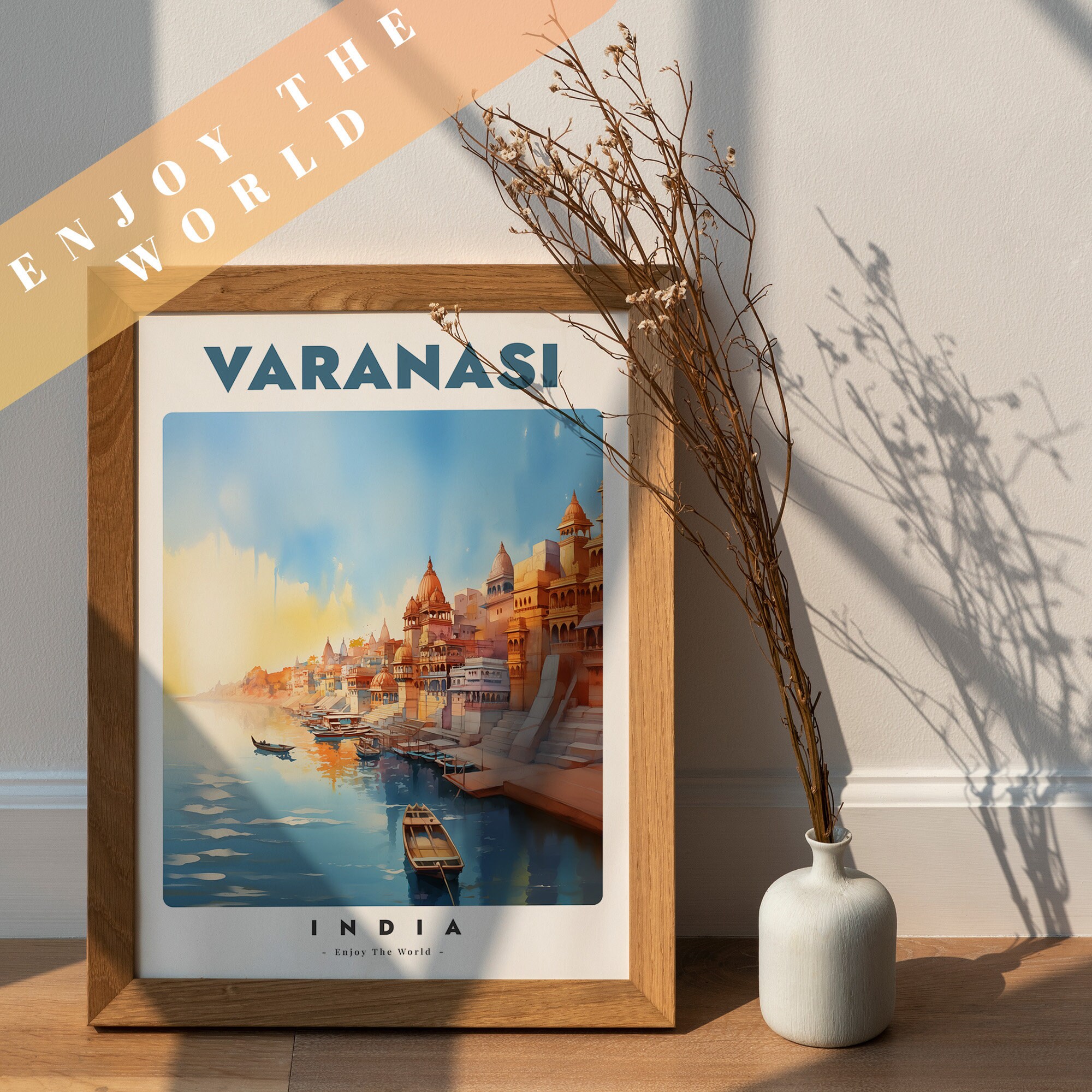 Varanasi India Travel Poster: Asia City Wall Art (digital Download) - Etsy