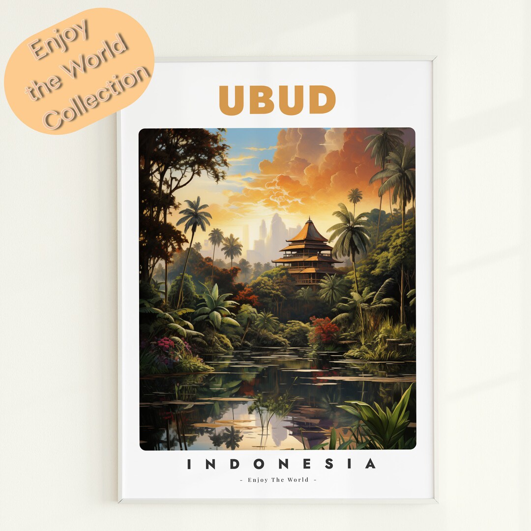 Ubud Poster, Ubud Print, Indonesia Travel Gift, Asia Digital Print ...