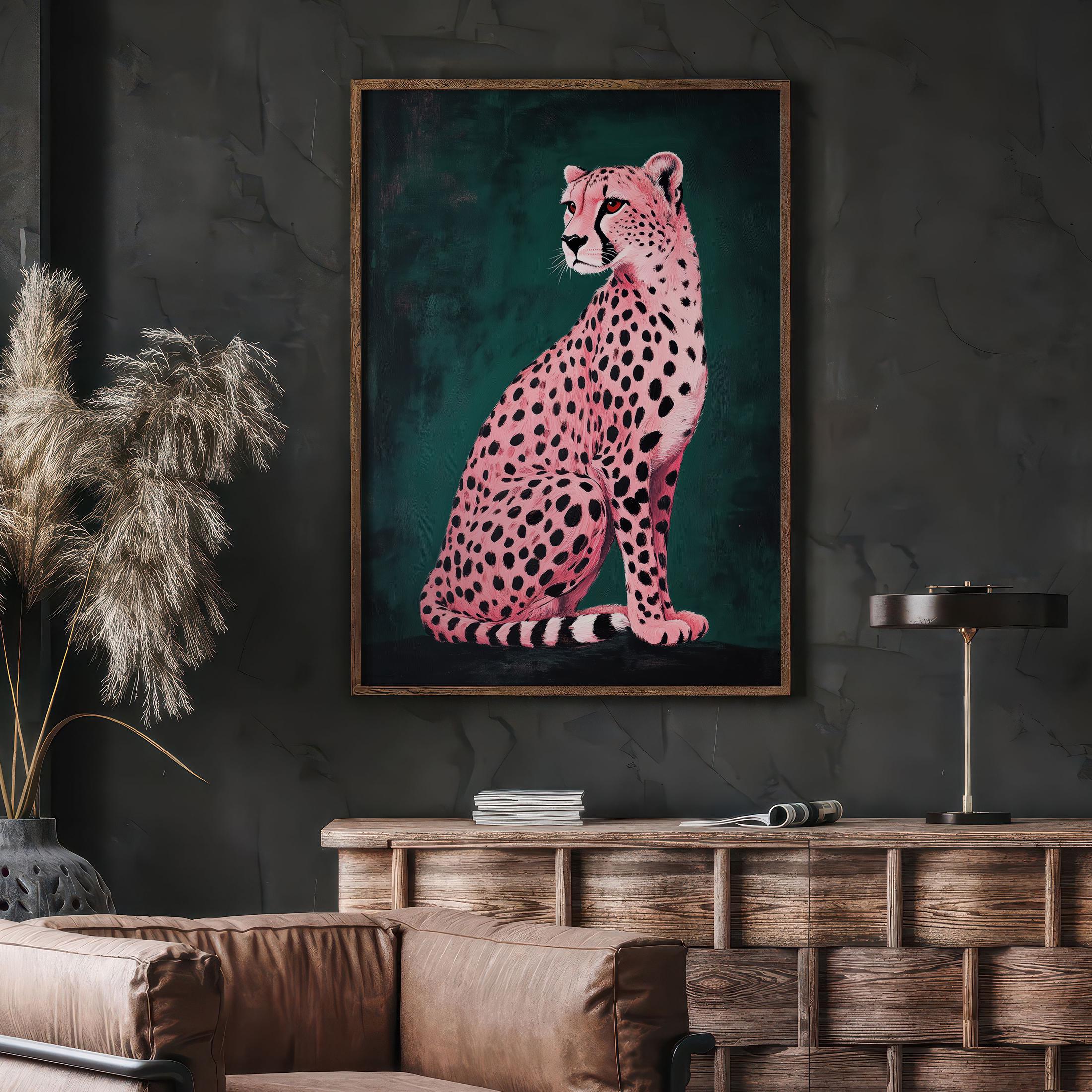 Pink Cheetah Wall Art, Cheetah Modern Painting, Preppy Aesthetic ...
