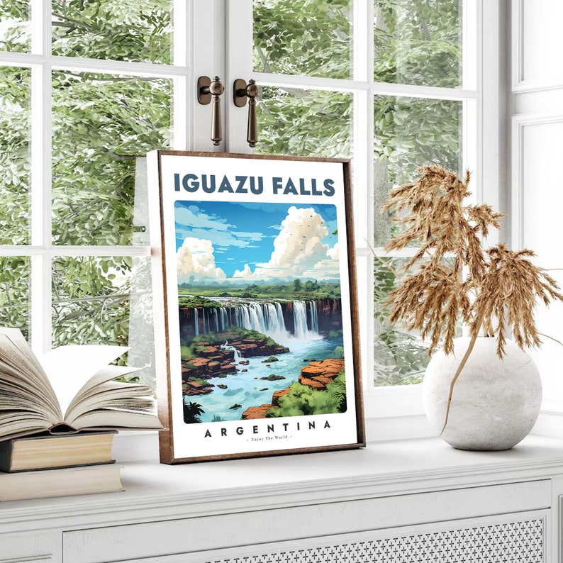 Iguazu Falls Print, Iguazu Falls Travel Poster, Argentina Wall Art ...