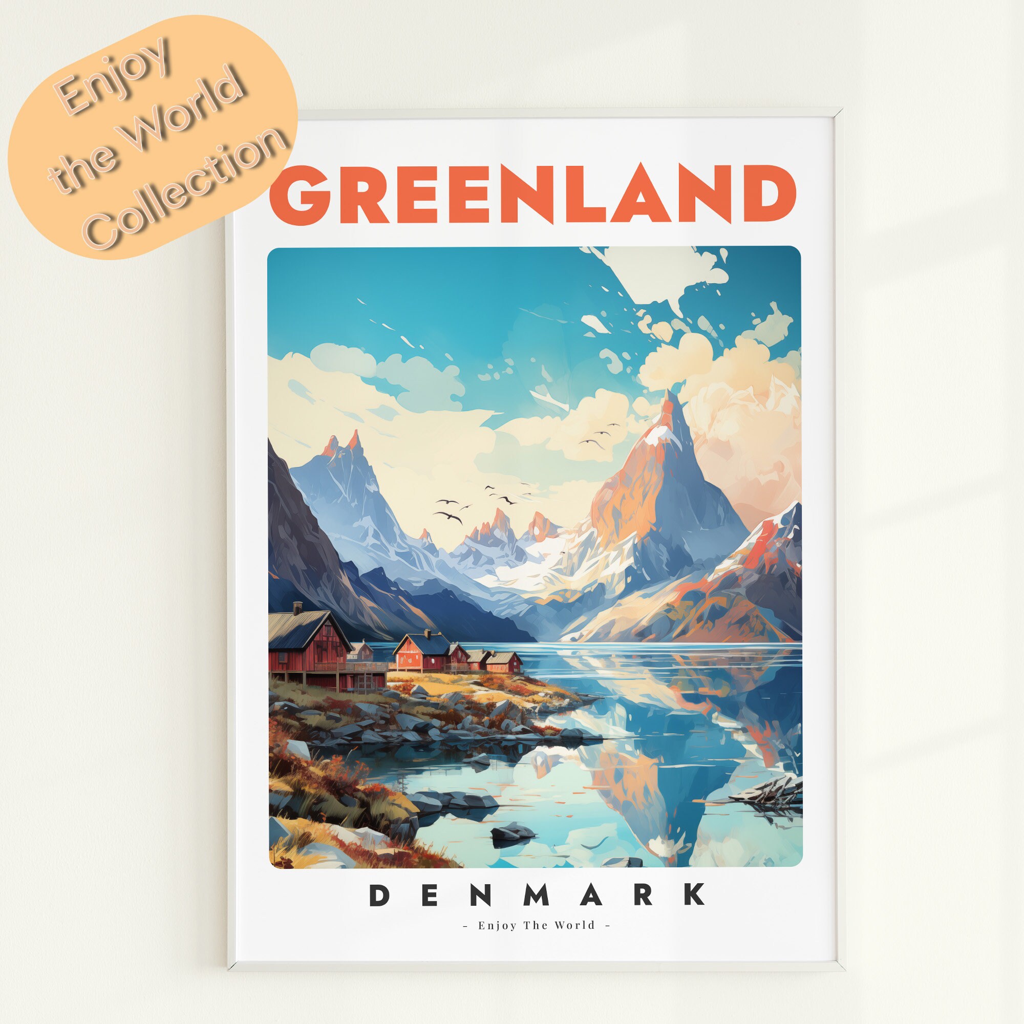 Greenland & Denmark Map Art Print: Scandinavian Home Decor (digital ...