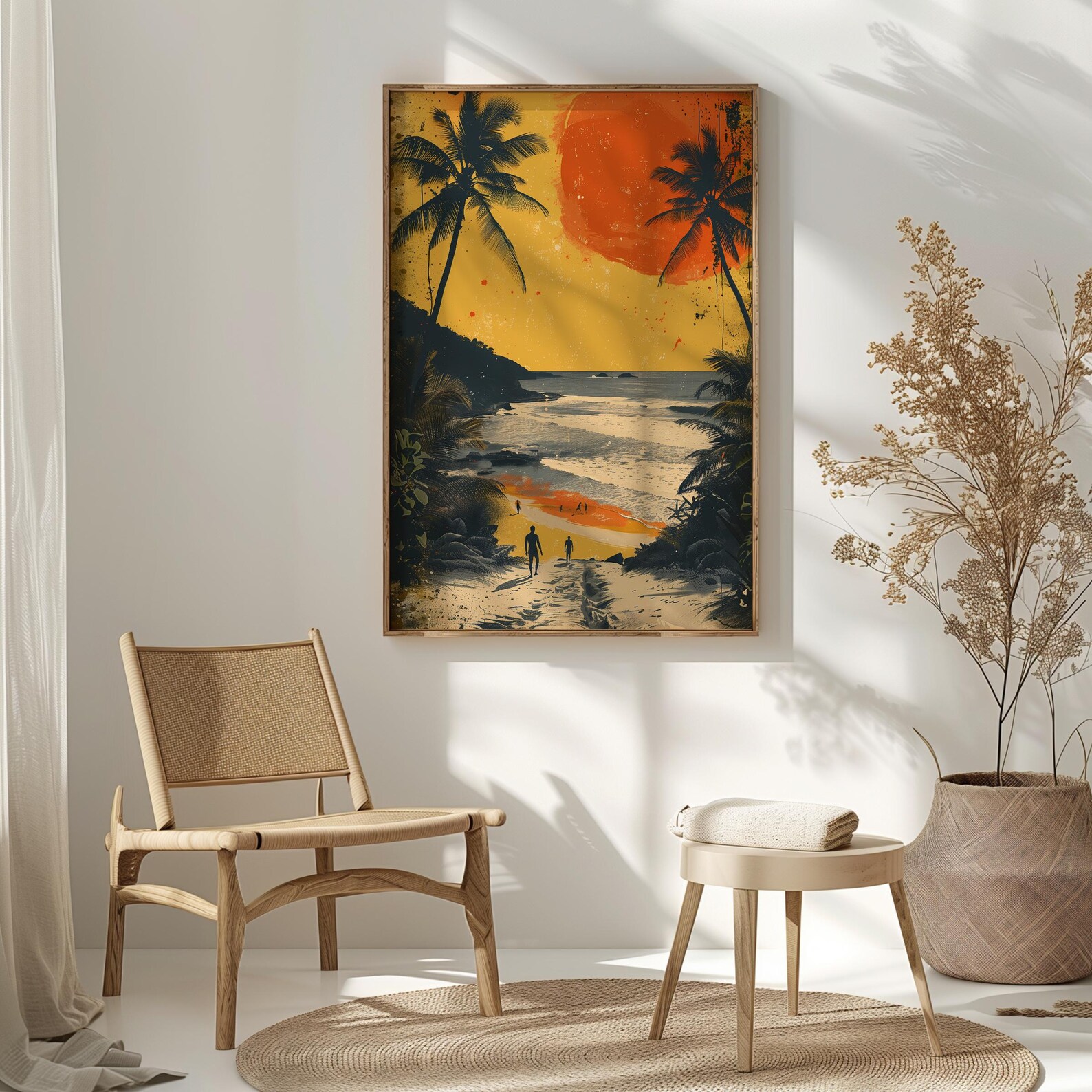 Retro Sunset Beach Print: Serene Coastal Landscape Digital Download - Etsy