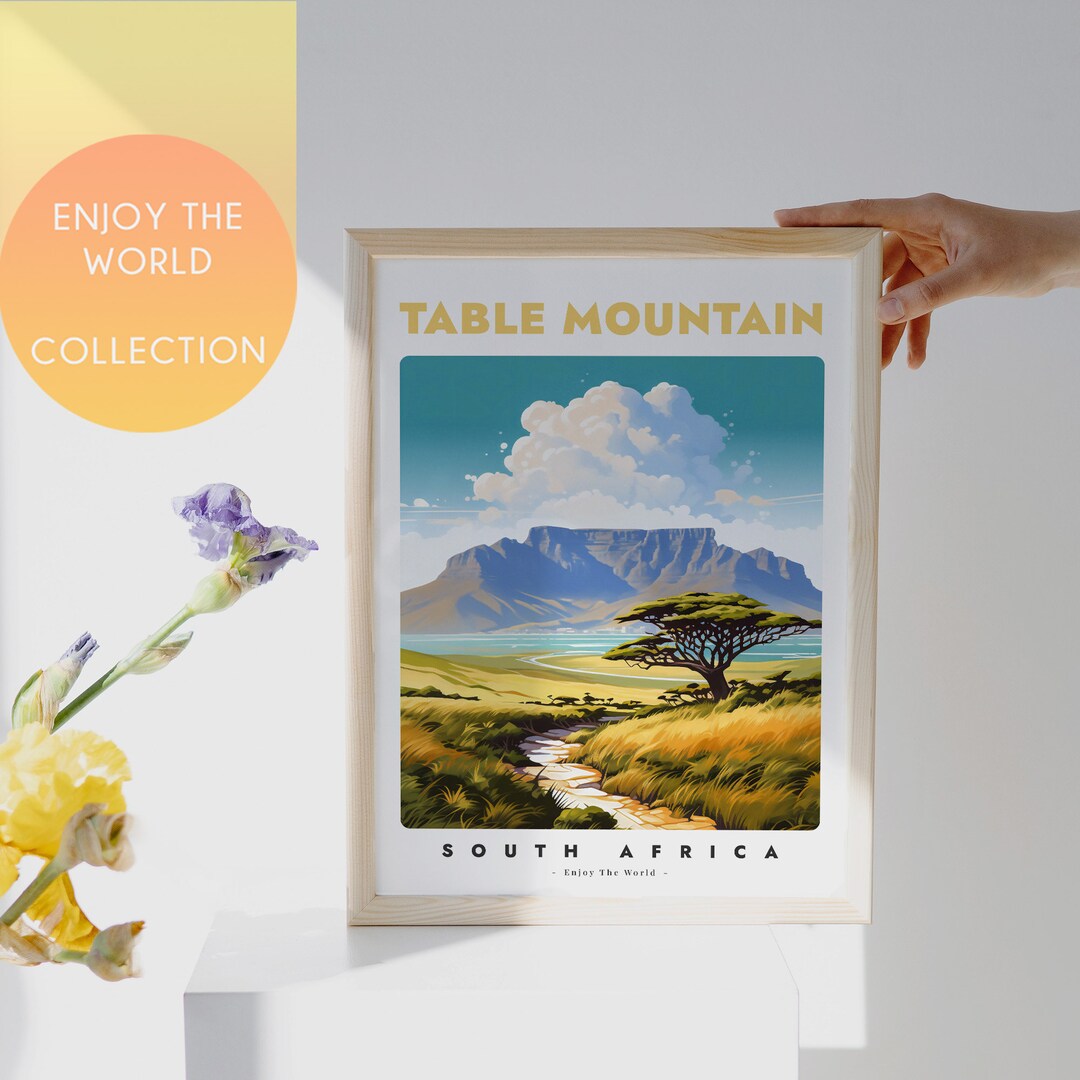Table Mountain Poster, Table Mountain Print, South Africa Wall Art ...