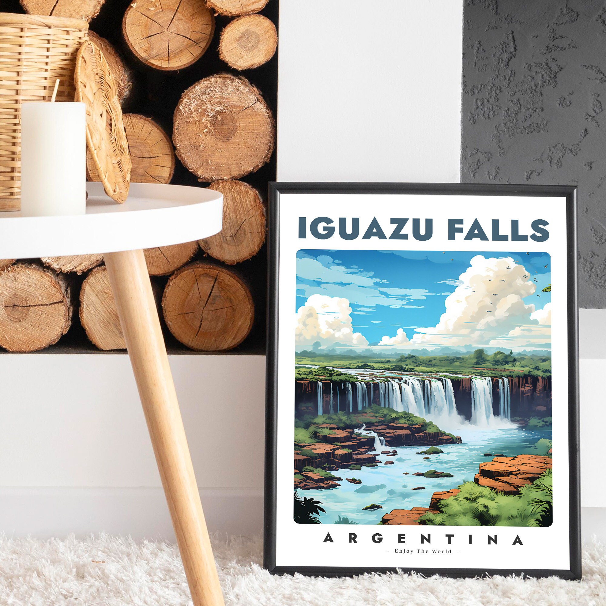Iguazu Falls Print, Iguazu Falls Travel Poster, Argentina Wall Art ...