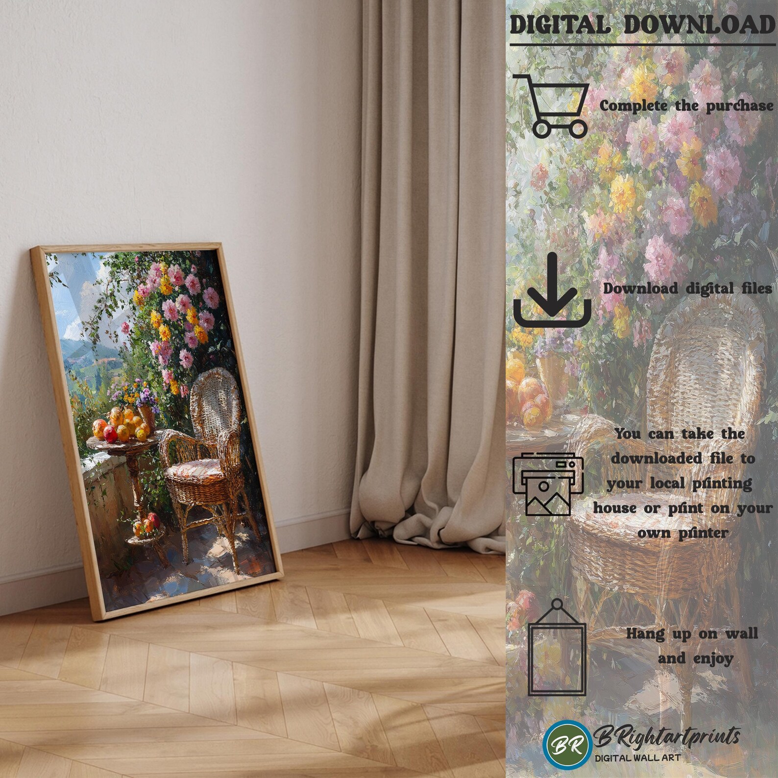 Modern Impressionist Digital Wall Art, Vibrant Oil Painting Style With ...