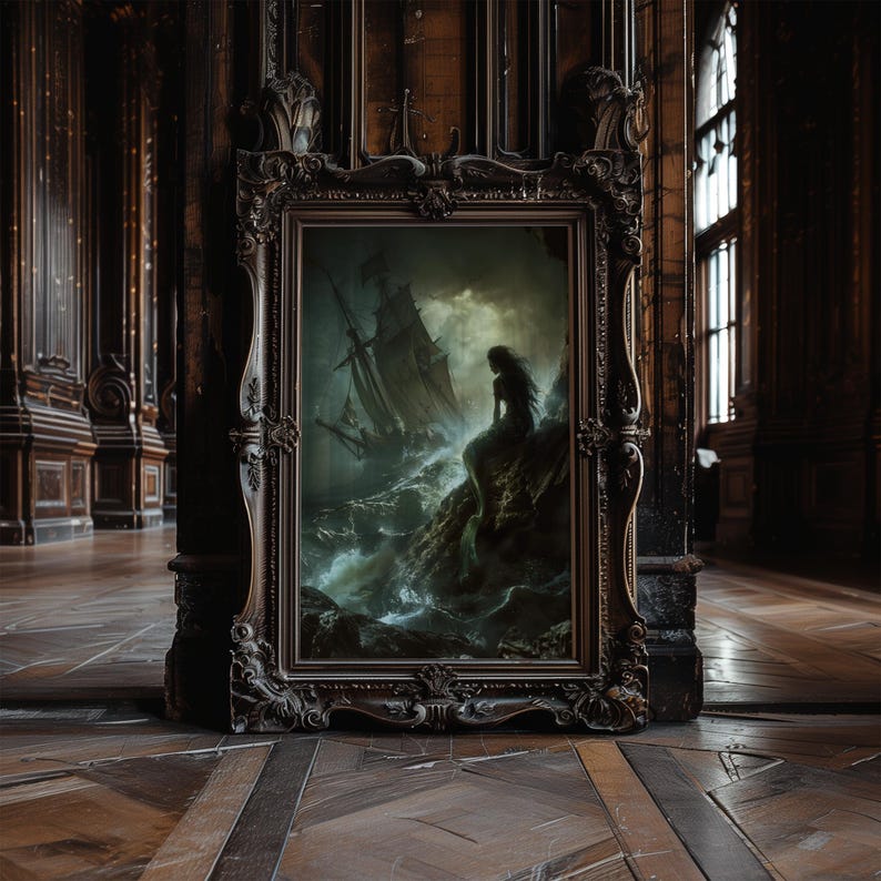 Mystical Mermaid Poster, Impressive Mermaid Wall Art, Gothic Mermaid ...