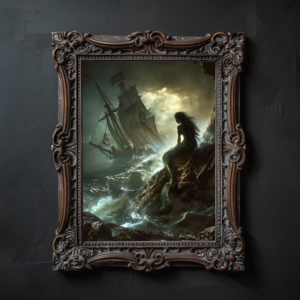 Mermaid and Ship Wall Art - Etsy