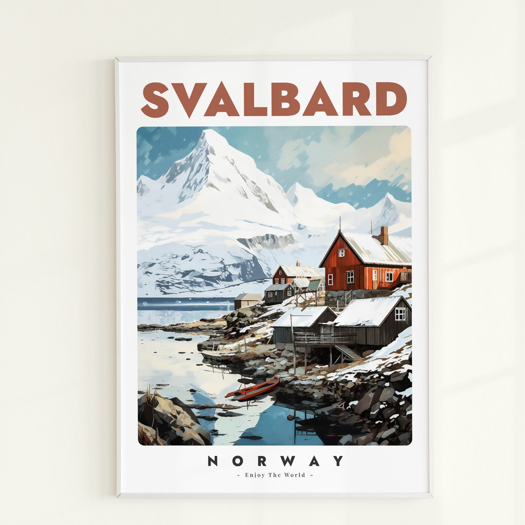 Svalbard Norway Travel Poster: Winter Coast Painting (digital Download ...