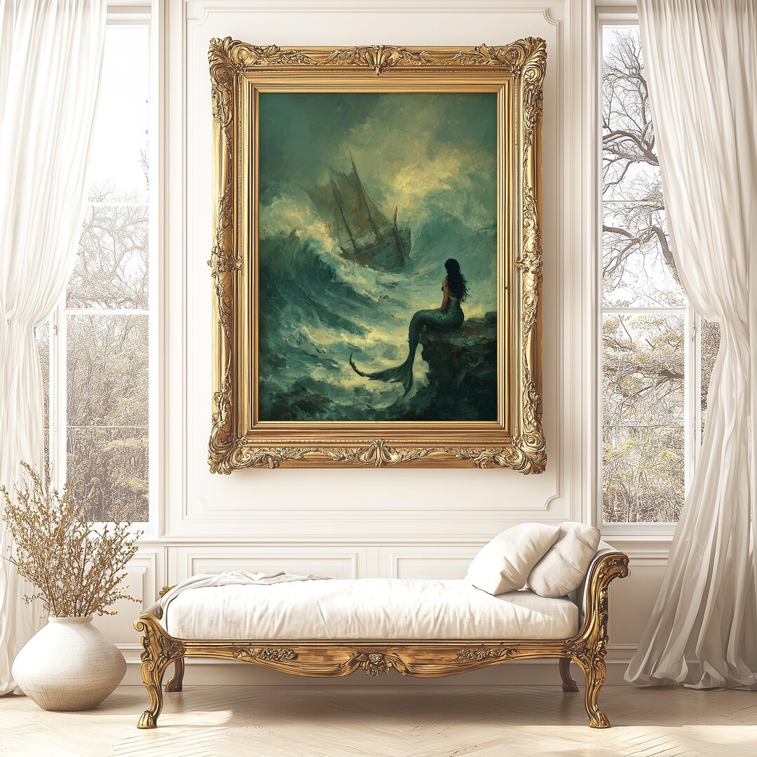 Mermaid Stormy Sea Art Print: Gothic Nautical Fantasy (digital Download ...