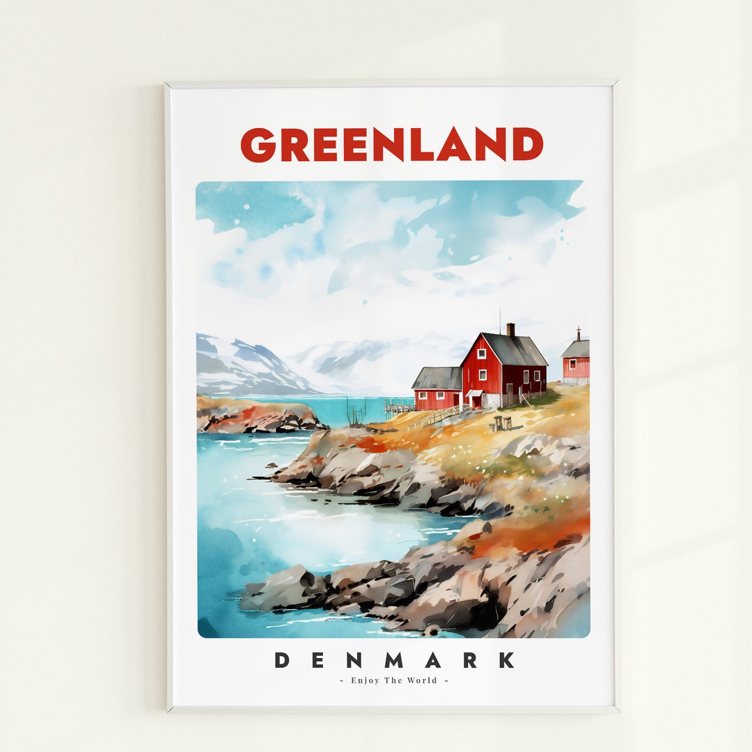 Greenland Denmark Map Art Print: Scandinavian Home Decor (digital ...