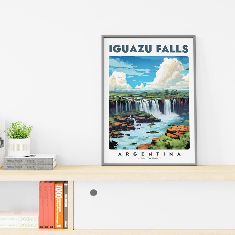 Iguazu Falls Print, Iguazu Falls Travel Poster, Argentina Wall Art ...