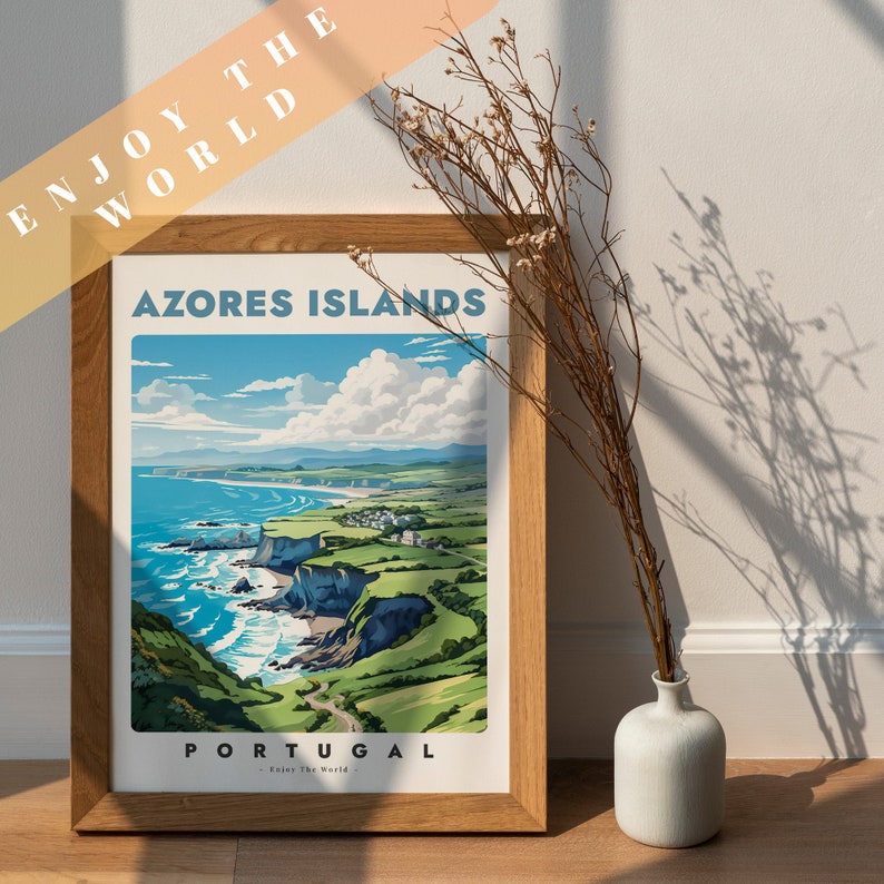 Azores Islands Print, Azores Islands Poster, Portugal Cityscape Decor ...