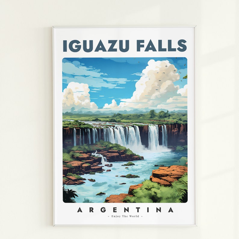 Iguazu Falls Print, Iguazu Falls Travel Poster, Argentina Wall Art ...