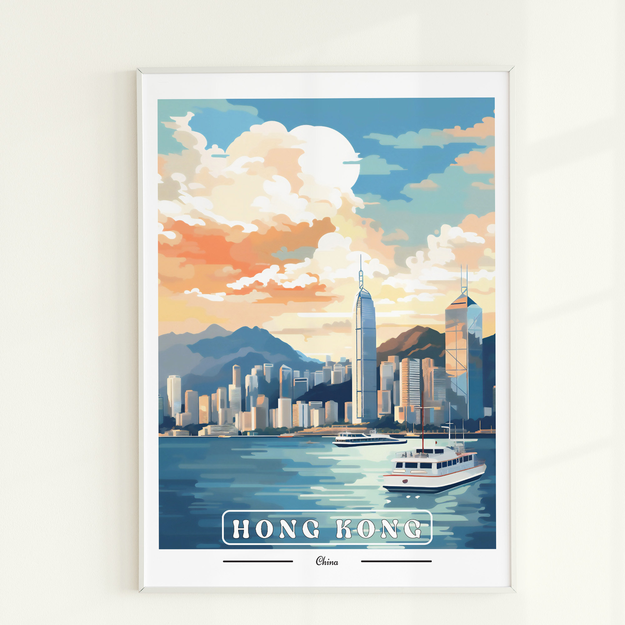 Hong Kong Print, Hong Kong Poster, China Travel Gift, Hong Kong Wall ...