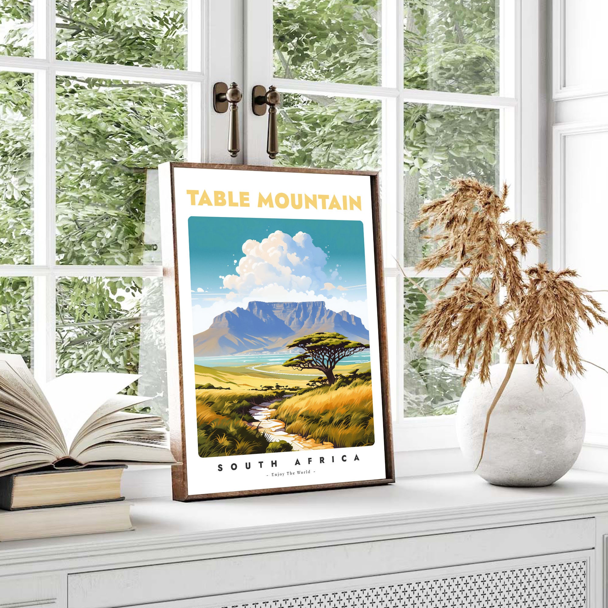 Table Mountain Poster, Table Mountain Print, South Africa Wall Art ...