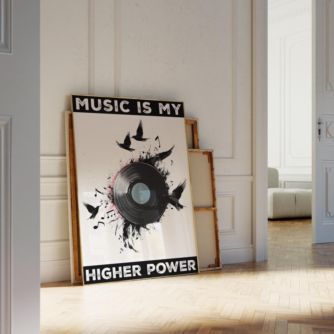 Music is My Higher Power Wall Art, Vintage Style Music Poster Art ...