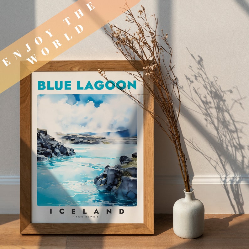 Blue Lagoon Iceland Art Print: Grindavík Travel Poster (digital ...