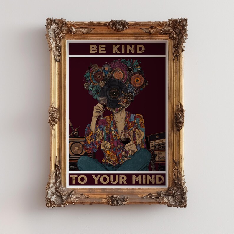 Retro Music Poster: Vinyl Record Woman, Vintage Wall Art (digital ...