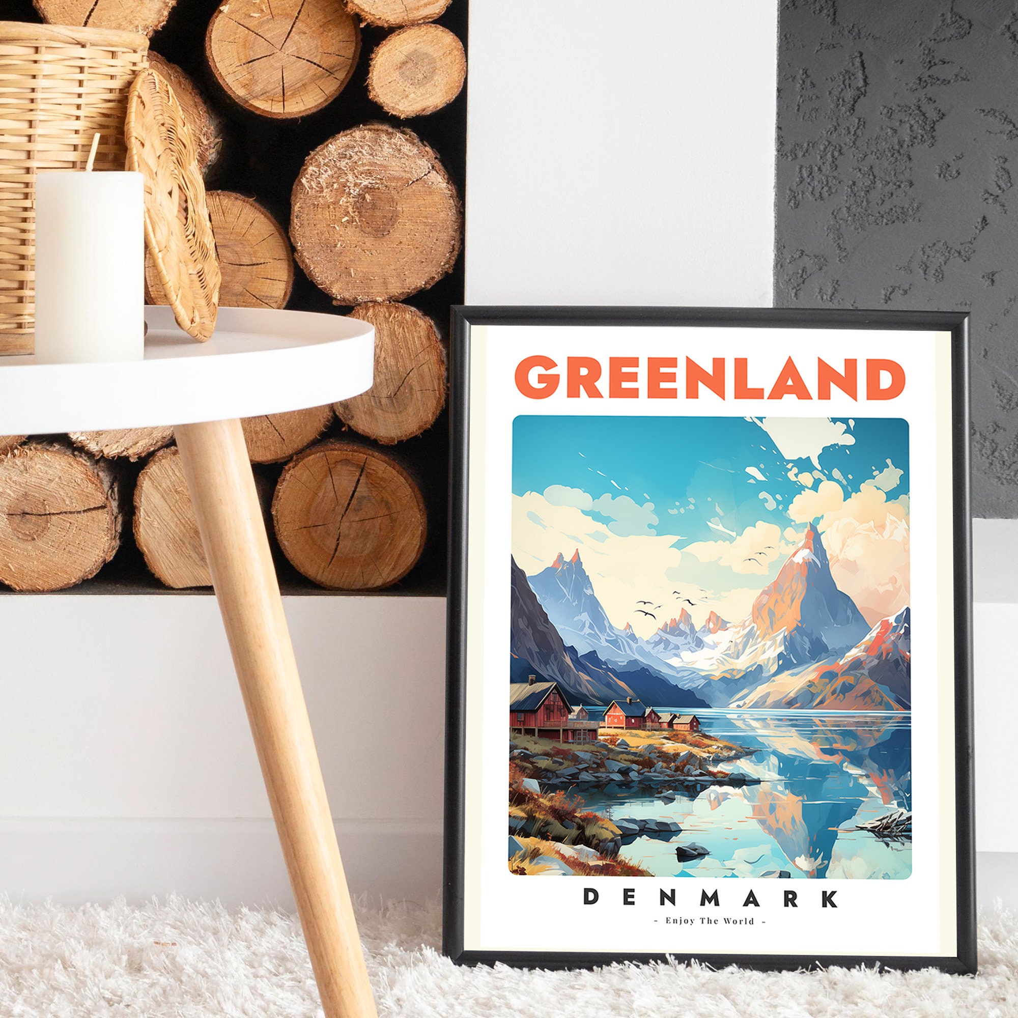 Greenland & Denmark Map Art Print: Scandinavian Home Decor (digital ...