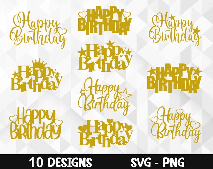 Happy Birthday Svg, Happy Birthday Script, Happy Birthday Stencil ...