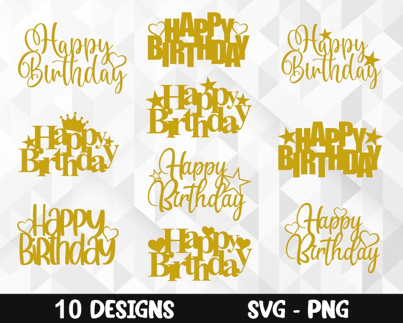 Happy Birthday SVG Bundle Birthday Cake Toppers Svg Birthday - Etsy