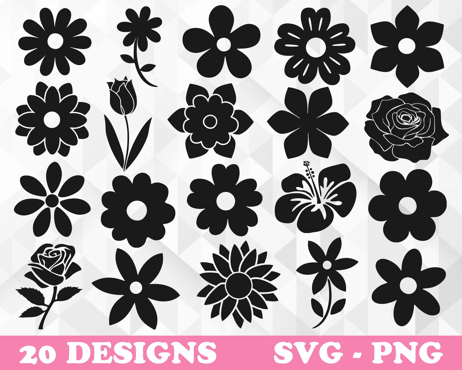 Flower SVG Bundle Flowers Svg Spring Flowers Designs for - Etsy Canada