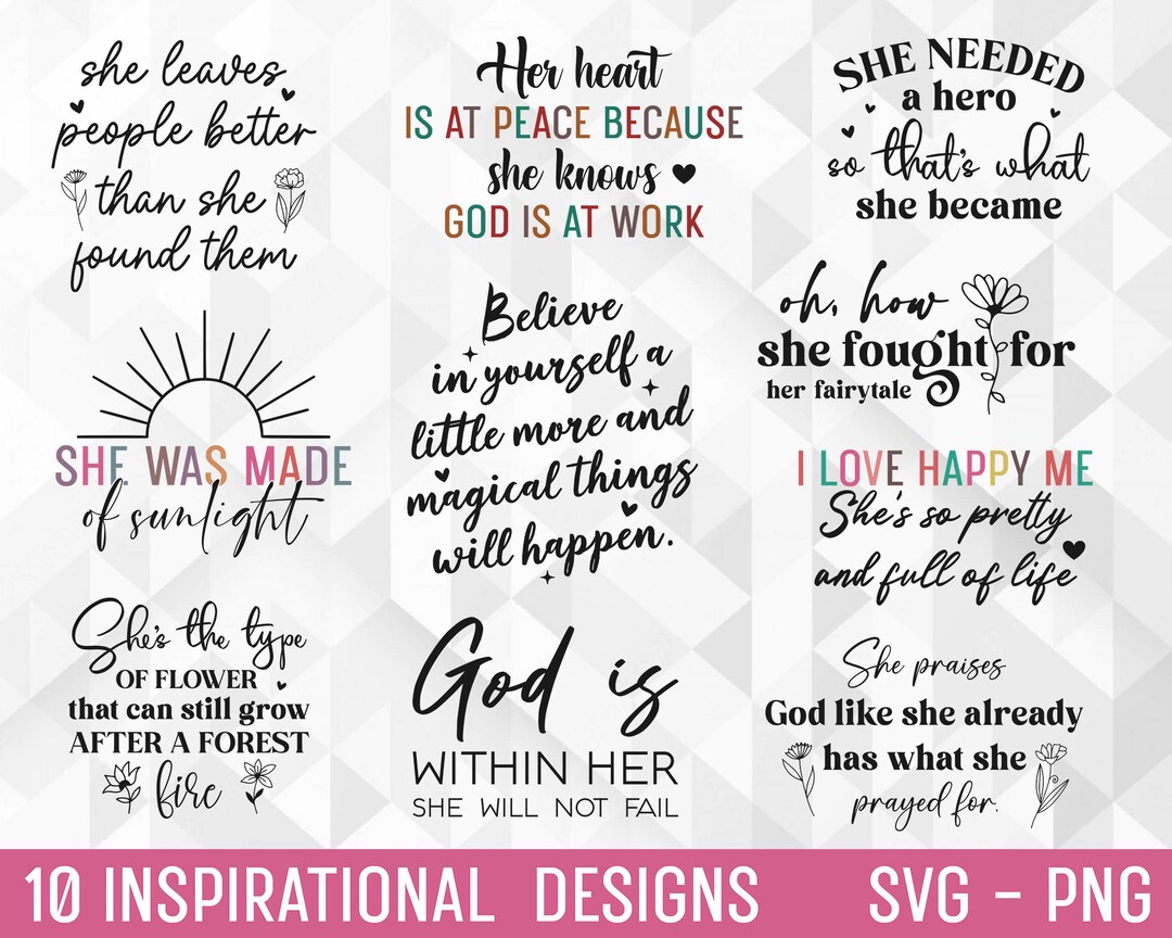 Girl Motivational Quotes SVG Bundle, Positive Svg, Inspirational Svg ...