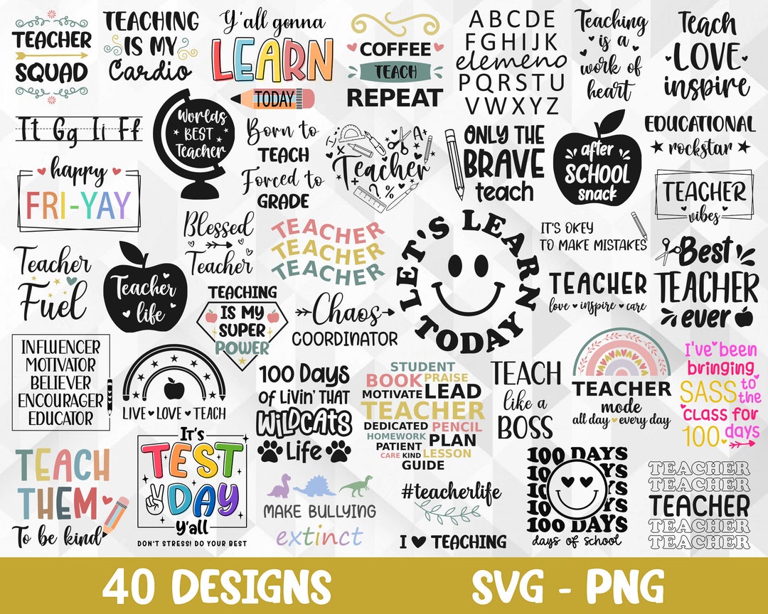 Teacher SVG Bundle Teacher Quote Svg School Svg Teacher - Etsy