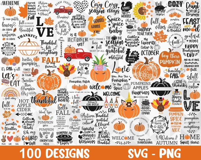 Fall SVG Bundle, Fall Svg, Autumn Svg, Thanksgiving Svg, Fall Cut Files ...