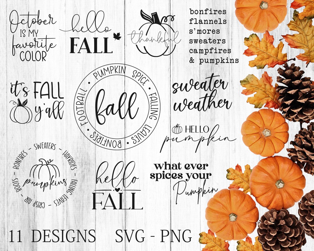 Fall SVG Bundle, Fall Tee Bundle Svg, Fall Designs for Shirts Svg, Fall ...
