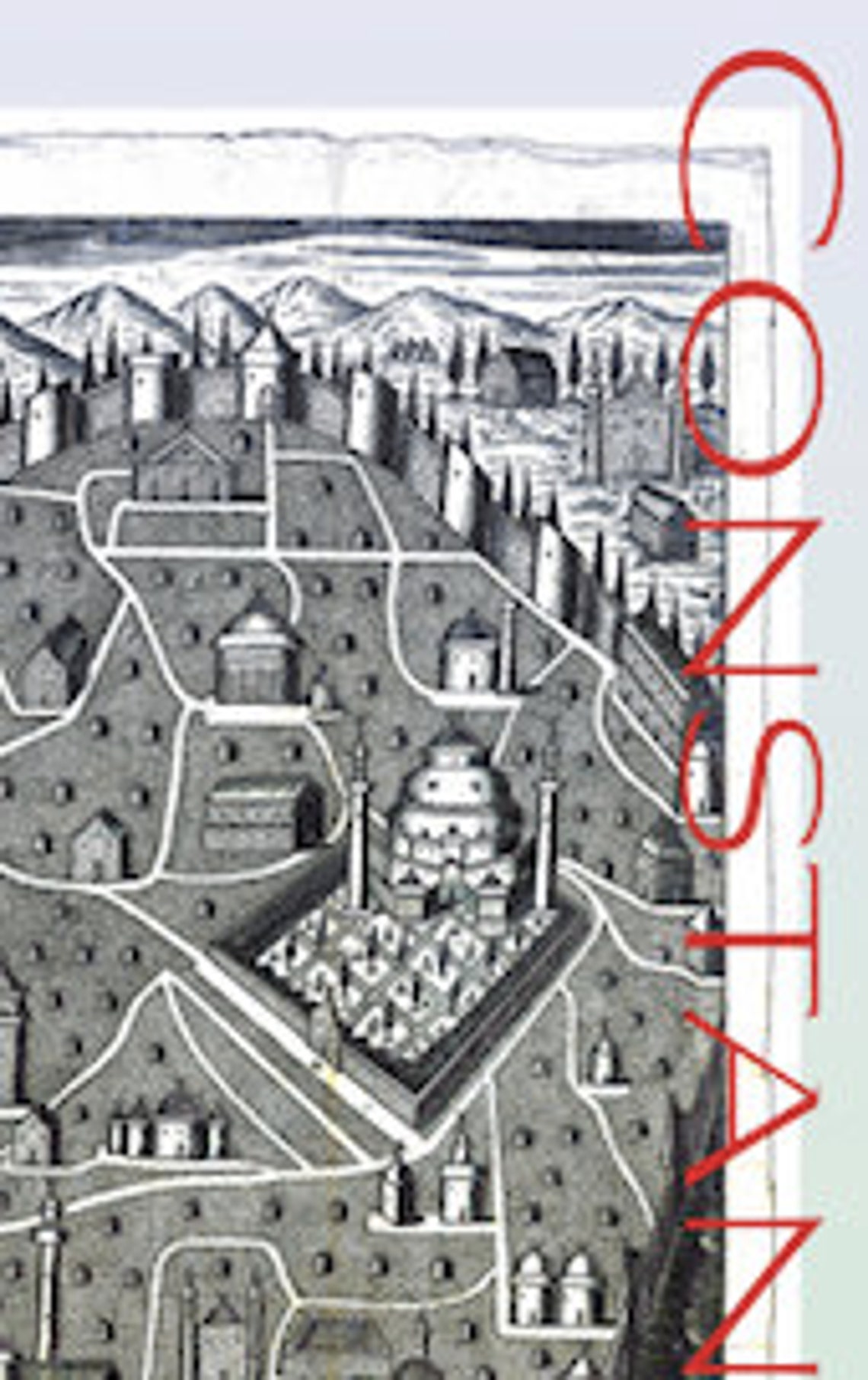 City of Constantinople Miniature Engraving Black and White Image ...