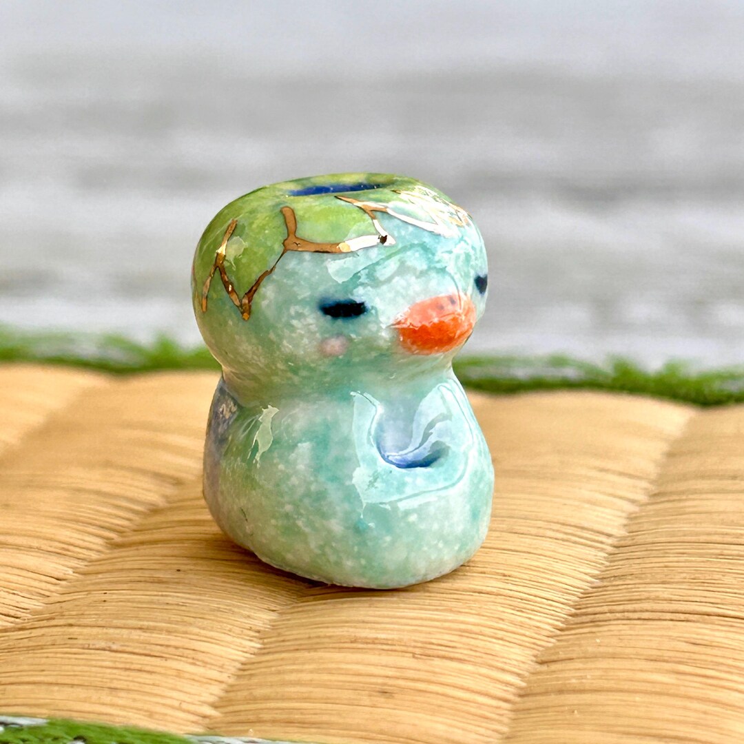 TURTLE Water Creature // KAPPA Miniature Porcelain Ceramic Figurine ...