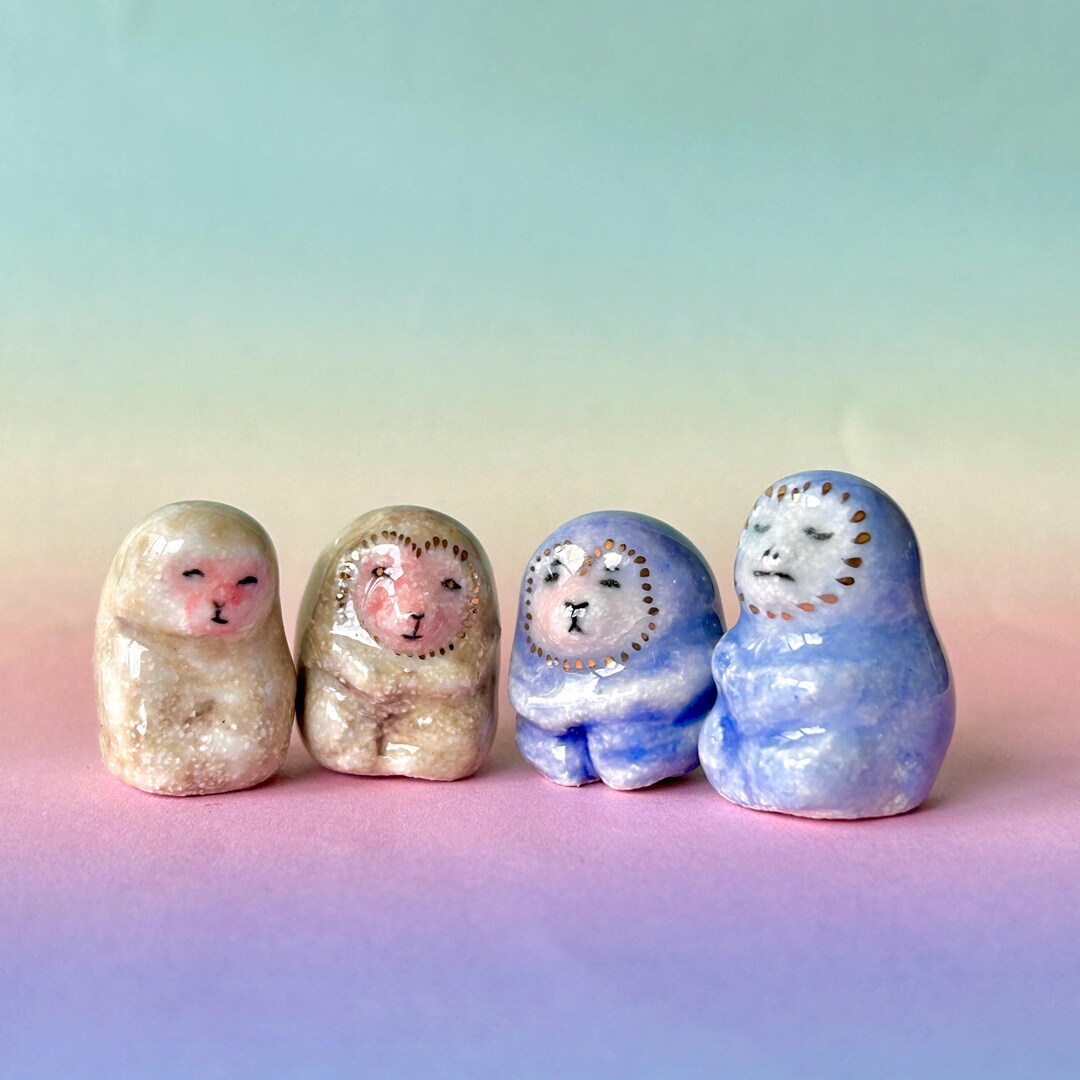 MINIATURE Japanese Macaque // MONKEY Porcelain Ceramic One of a Kind ...