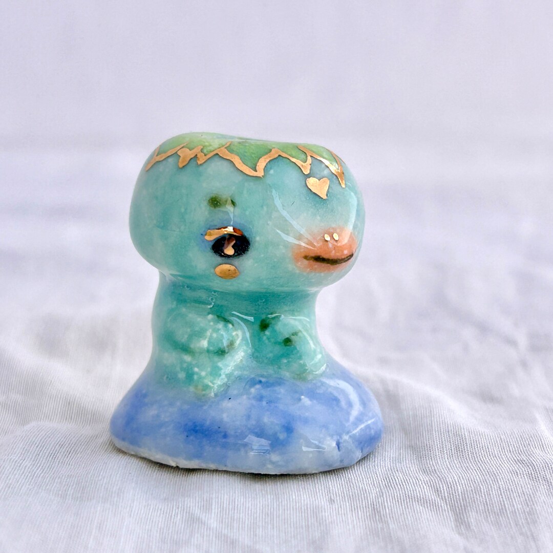 CHIBI KAPPA // Hot Spring / Miniature Porcelain Ceramic Figurine ...