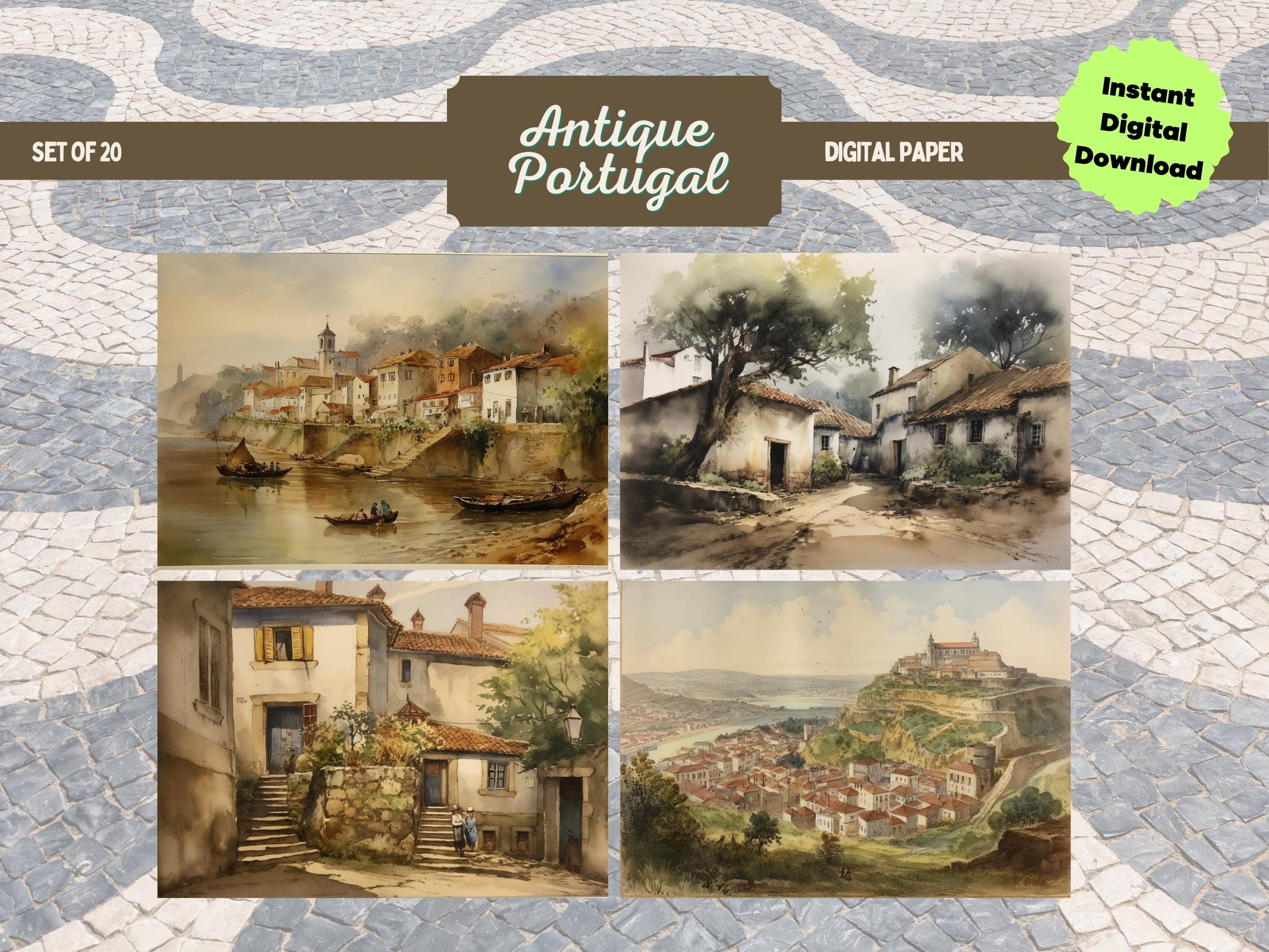 Ancient Portugal Digital Paper Set of 20 Watercolors - Etsy