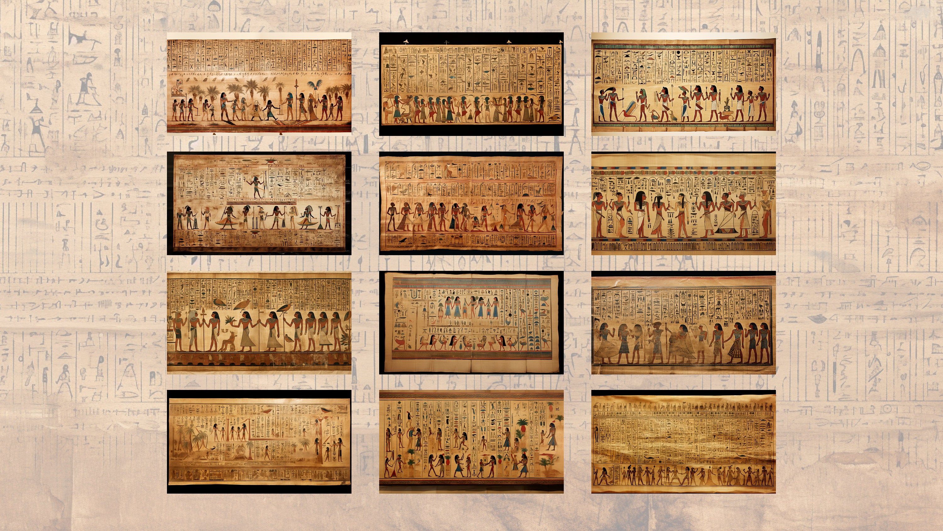 Egyptian Papyrus 36 Digital Wallpapers 16:9, Digital Paper ...