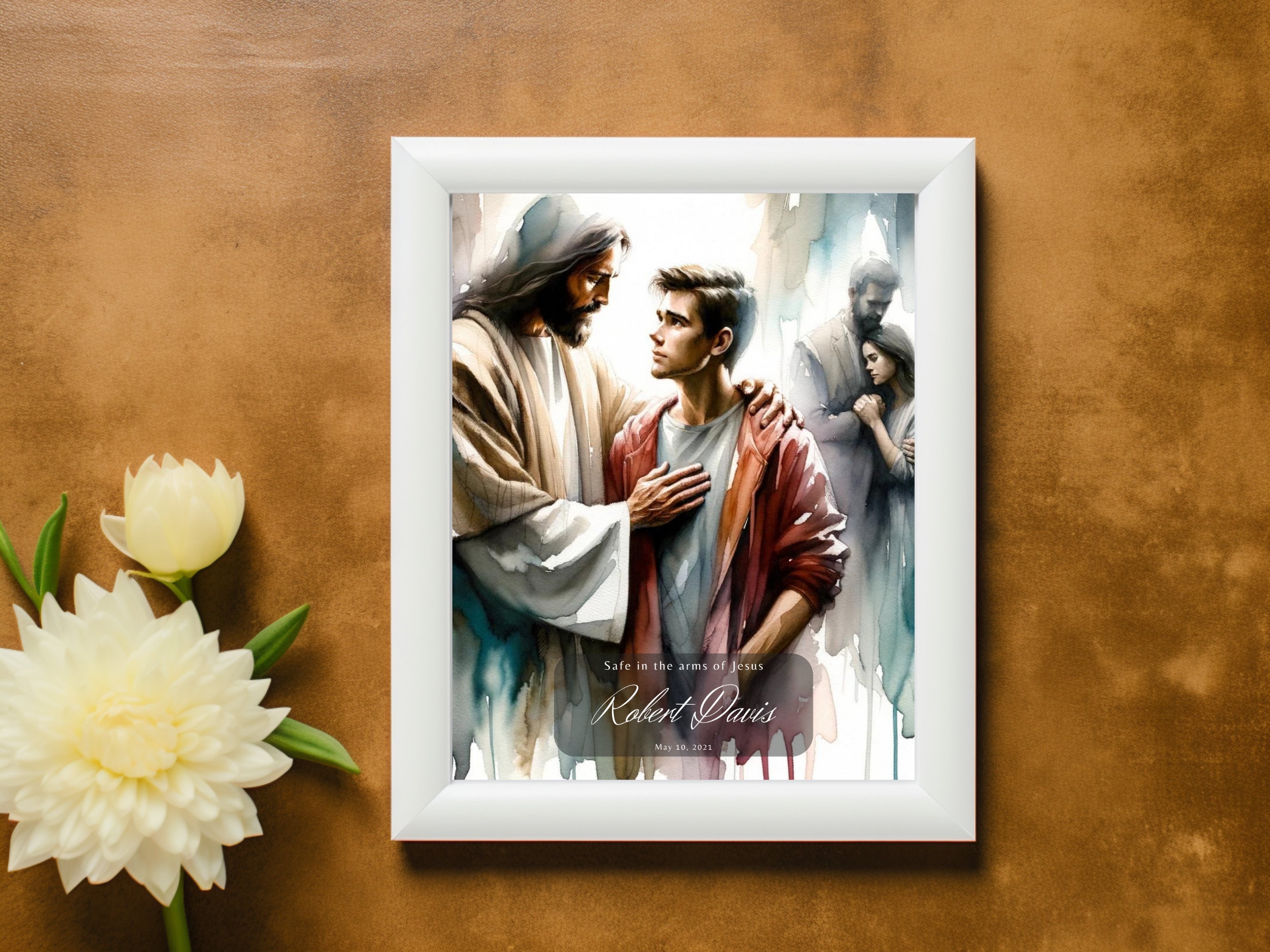Personalized Memorial Jesus With Young Man Custom Printable - Etsy