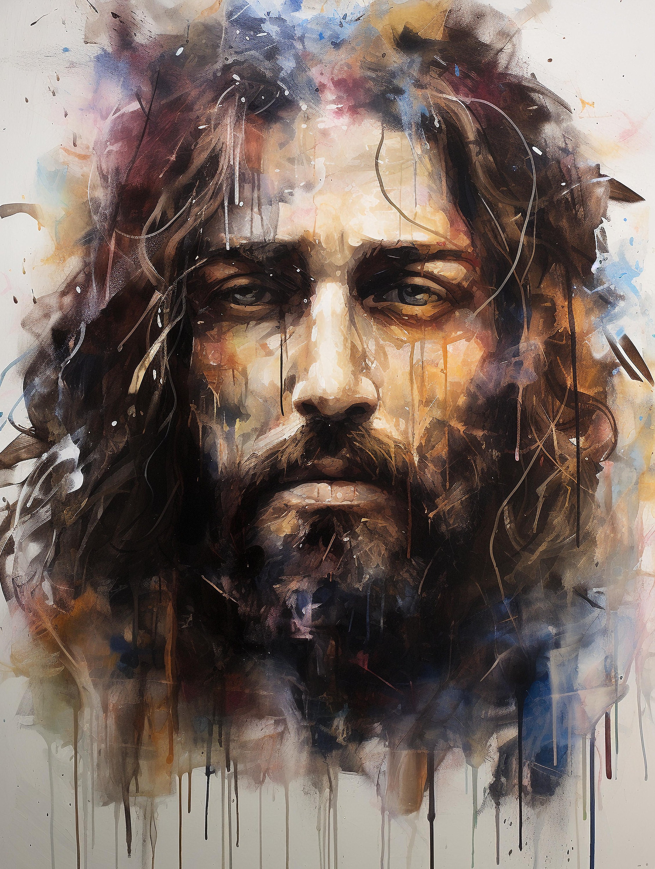 Jesus Abstract Portrait, Jesus Christ, Digital Download, Jesus Painting ...