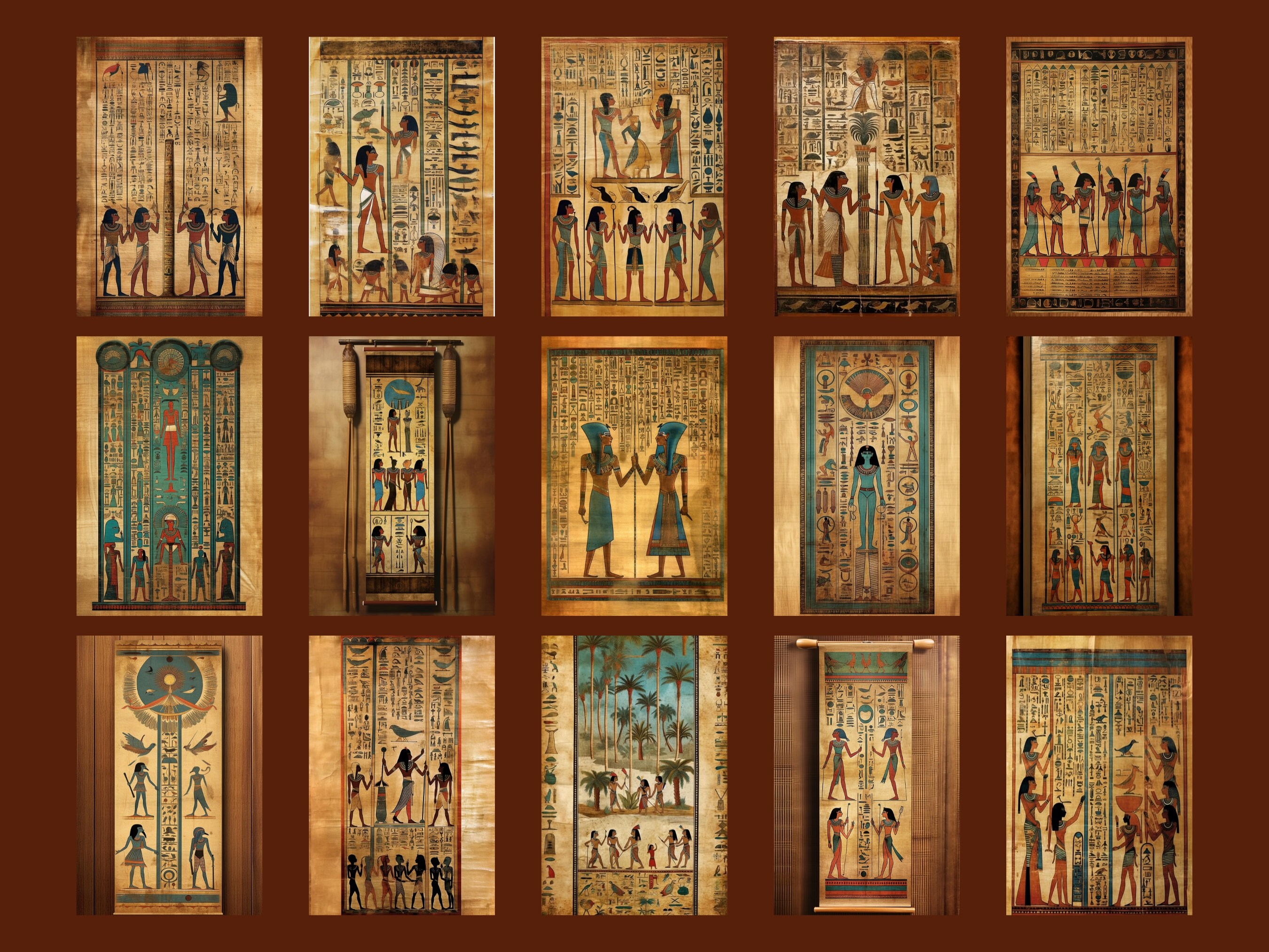 High-resolution Printable Ancient Egyptian Scrolls Collection - Papyrus ...