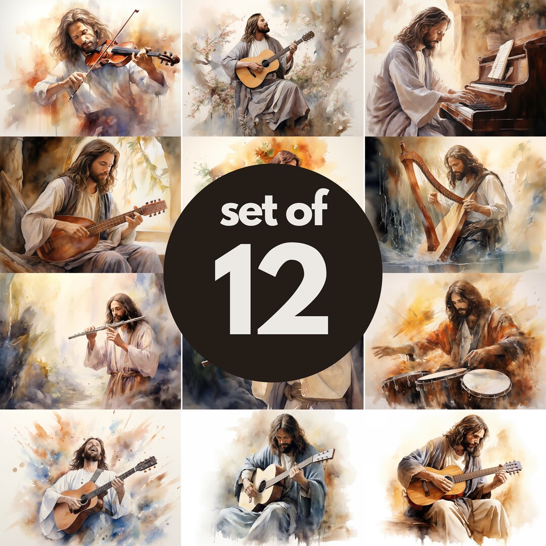 Jesus Playing Musical Instruments, 12 Different Images of Christian ...