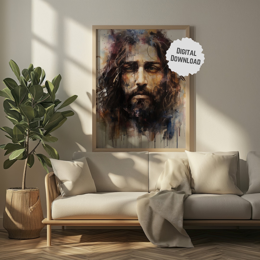 Jesus Abstract Portrait, Jesus Christ, Digital Download, Jesus Painting ...