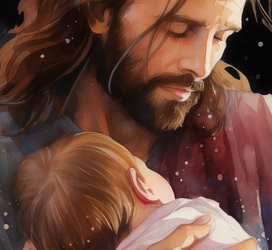 Jesus Holding Baby in Heaven Digital Newborn Pregnancy Infant Loss Pregnancy Ended Early ...